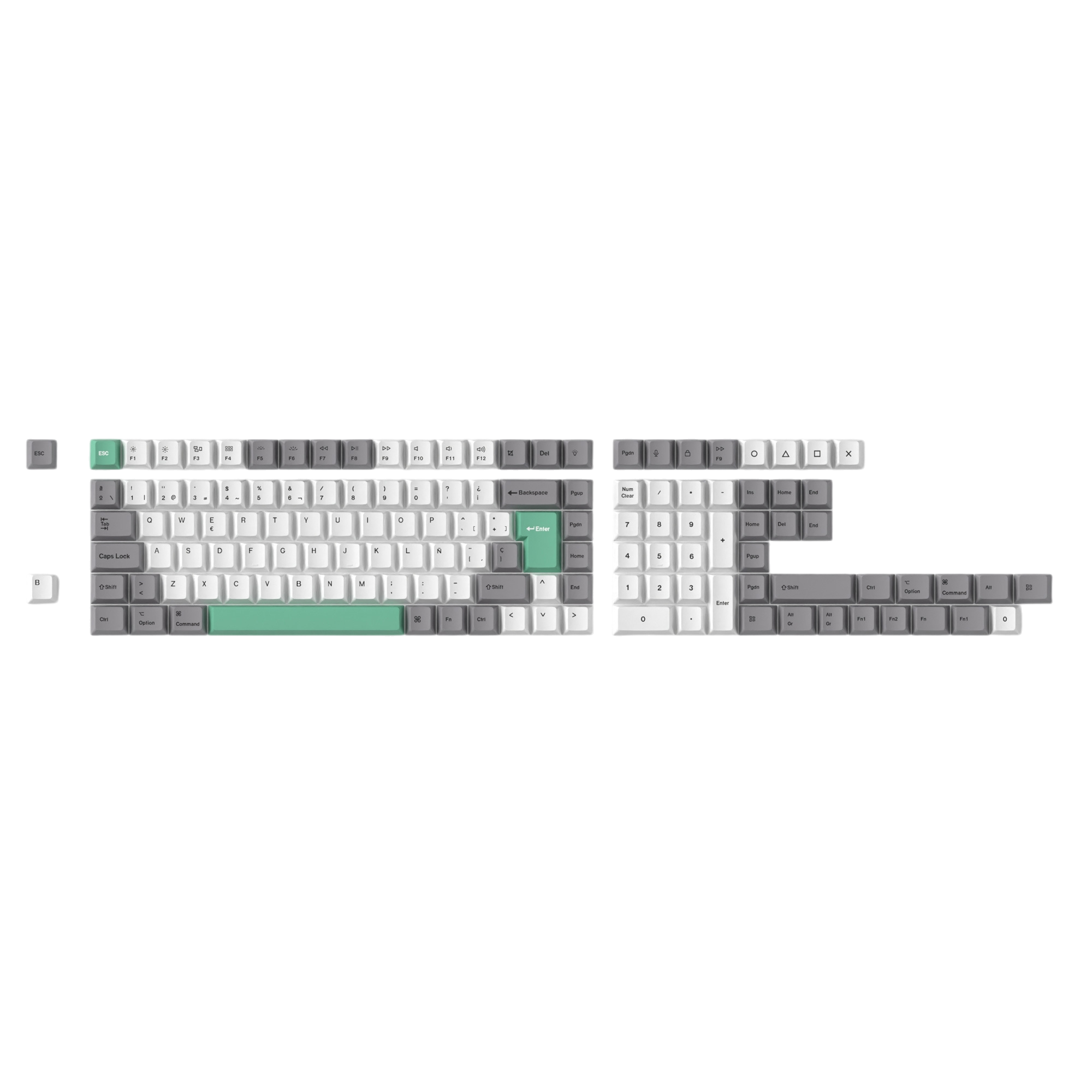 KEYCHRON GREY WHITE MINT KEYCAP SET – ELOQUENT CLICKS